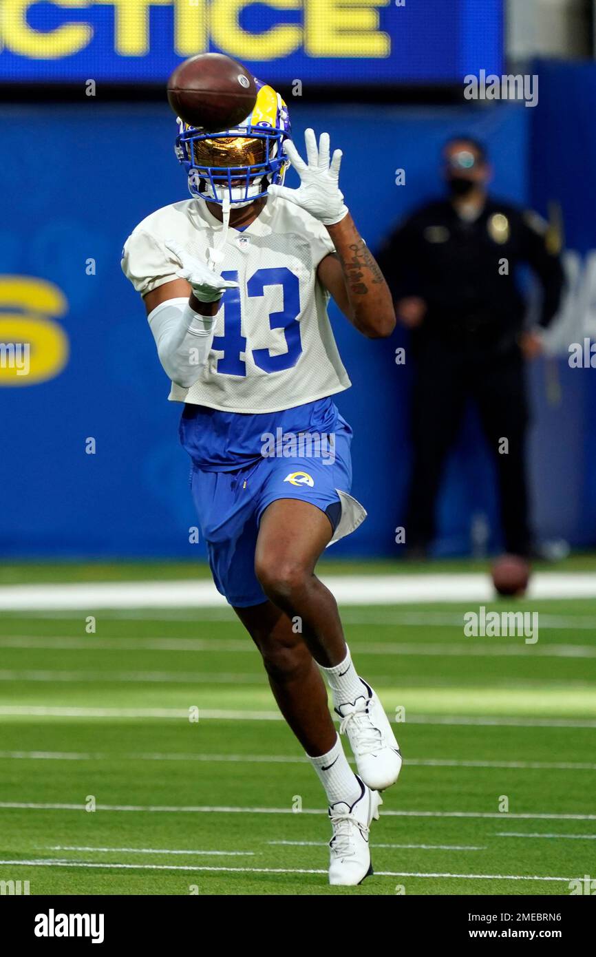 Los Angeles Rams' Paris Ford catches a pass during NFL football camp ...