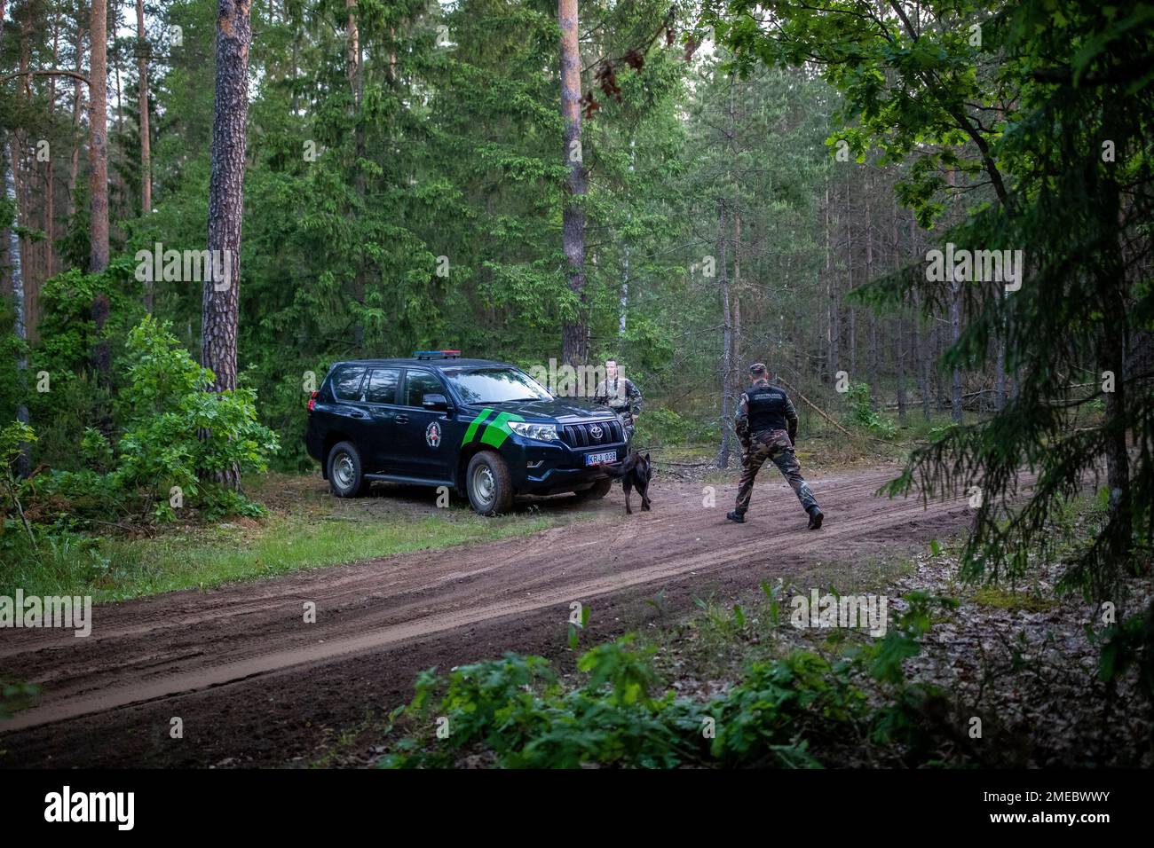 Members of the Lithuania State Border Guard Service patrol on the ...