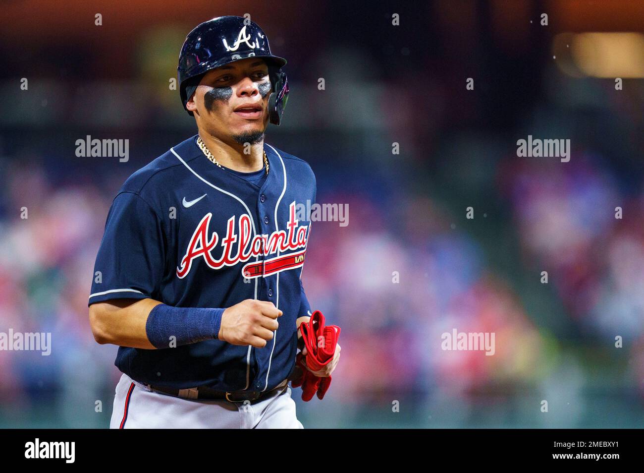 Atlanta Braves' William Contreras looks on during a baseball game ...