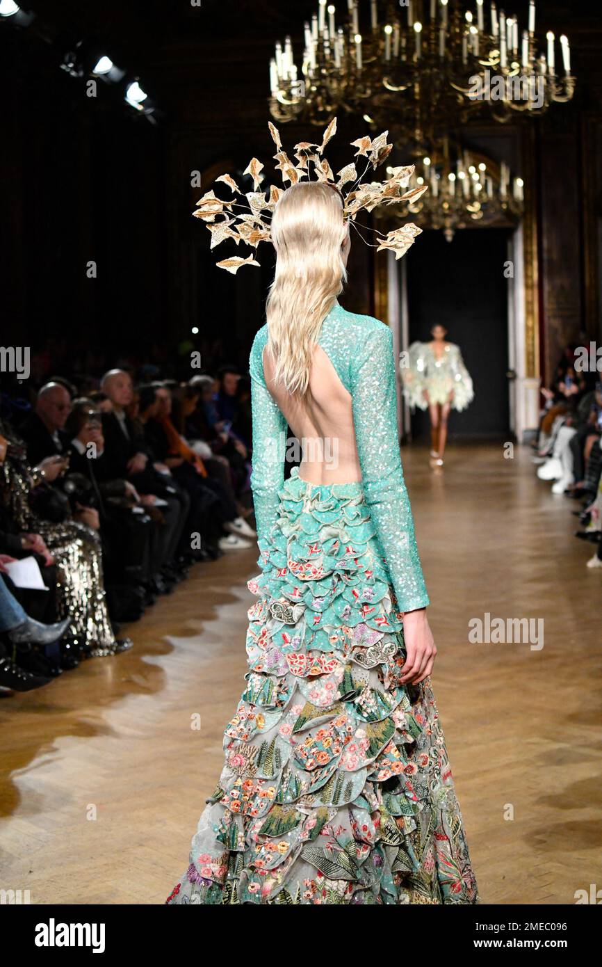 Paris, France. 23rd Jan, 2023. A model walks the runway at the Rahul ...