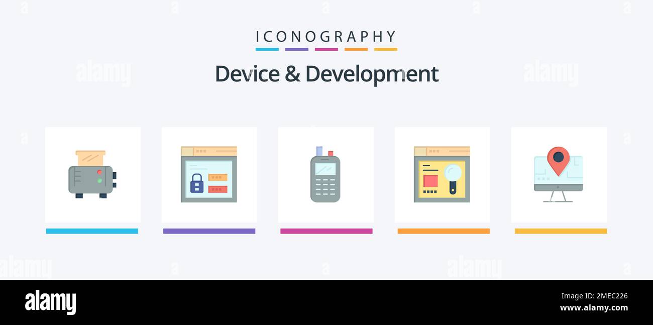 Device And Development Flat 5 Icon Pack Including location. computer ...