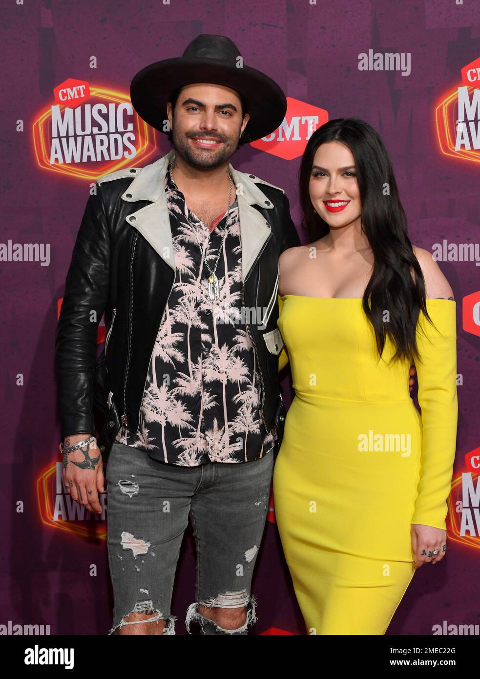 Niko Moon, left, and Anna Moon arrive at the CMT Music Awards at the ...