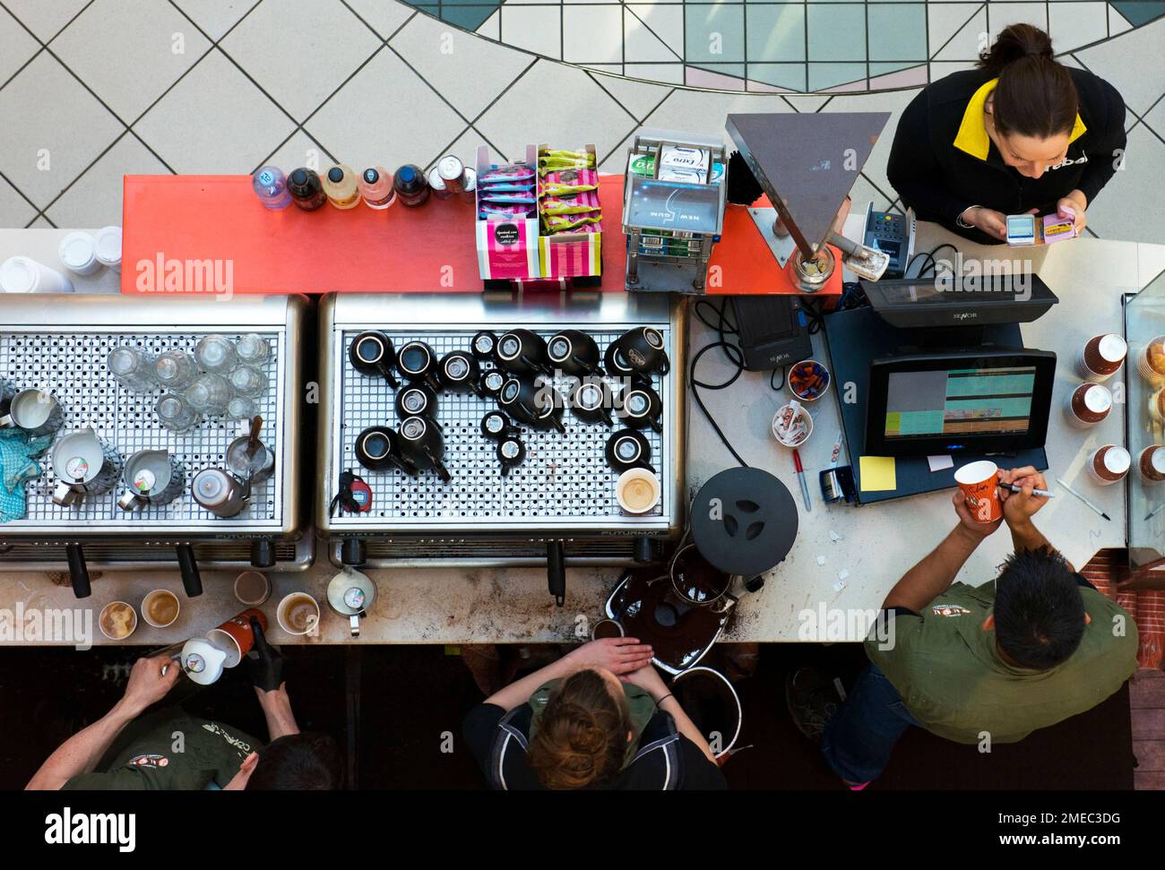 Cafe in the Canberra Centre shopping mall, from above Stock Photo - Alamy
