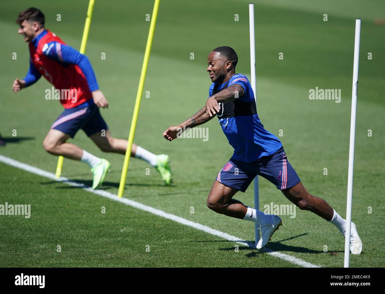 England's Mason Mount, left, and England's Raheem Sterling run during ...