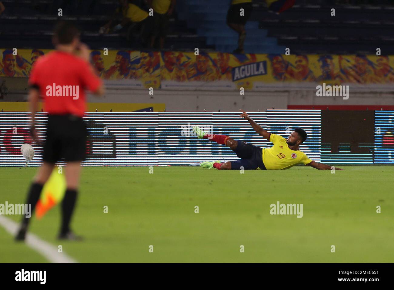 Colombia's Miguel Borja celebrates scoring his side's second goal to ...