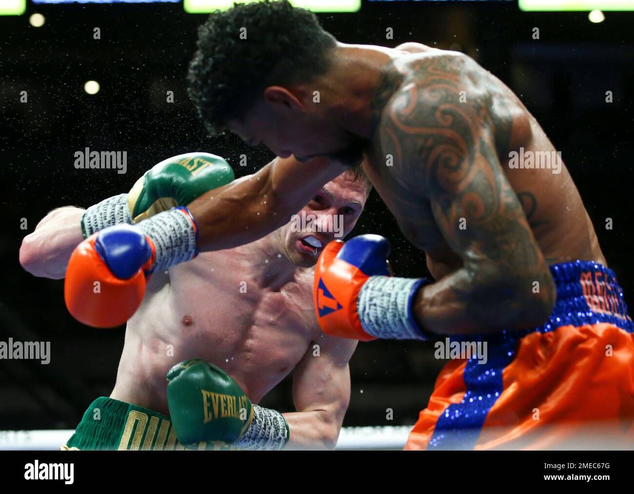 Jason Quigley, left, fights Shane Mosley Jr. during their middleweight ...