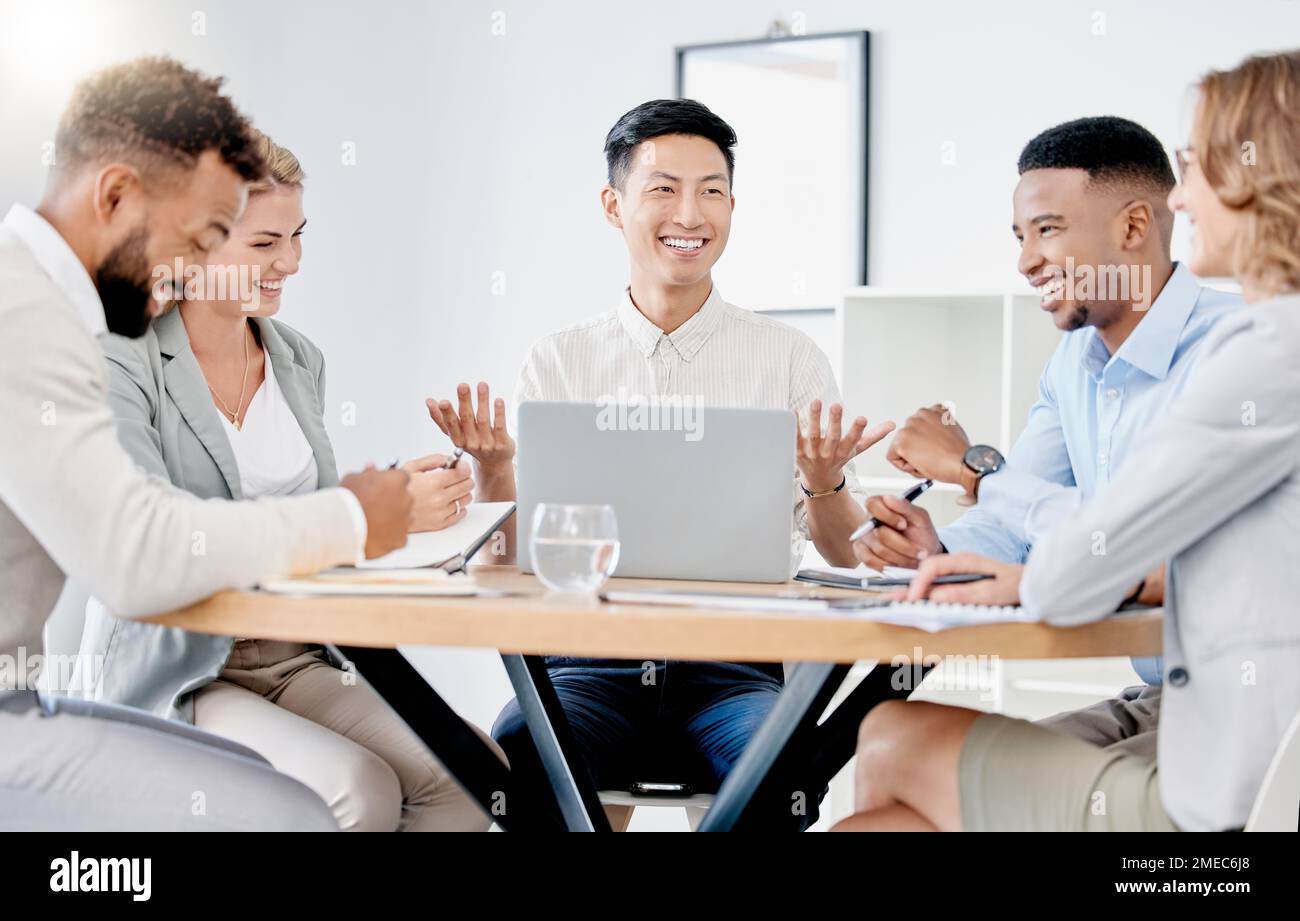 Meeting, teamwork and finance with a business team planning for the ...