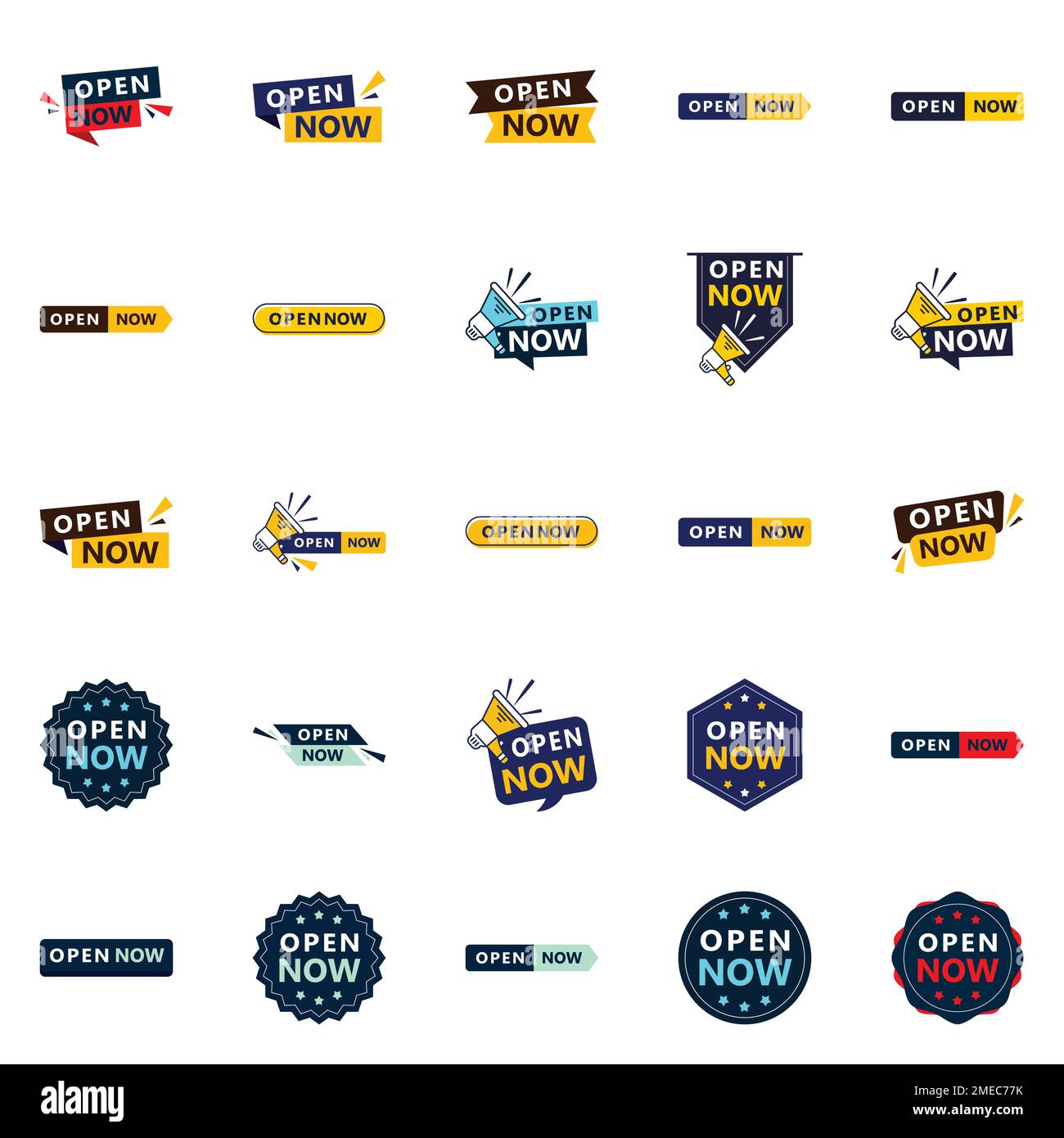 Now open banner sign Stock Vector Images - Alamy