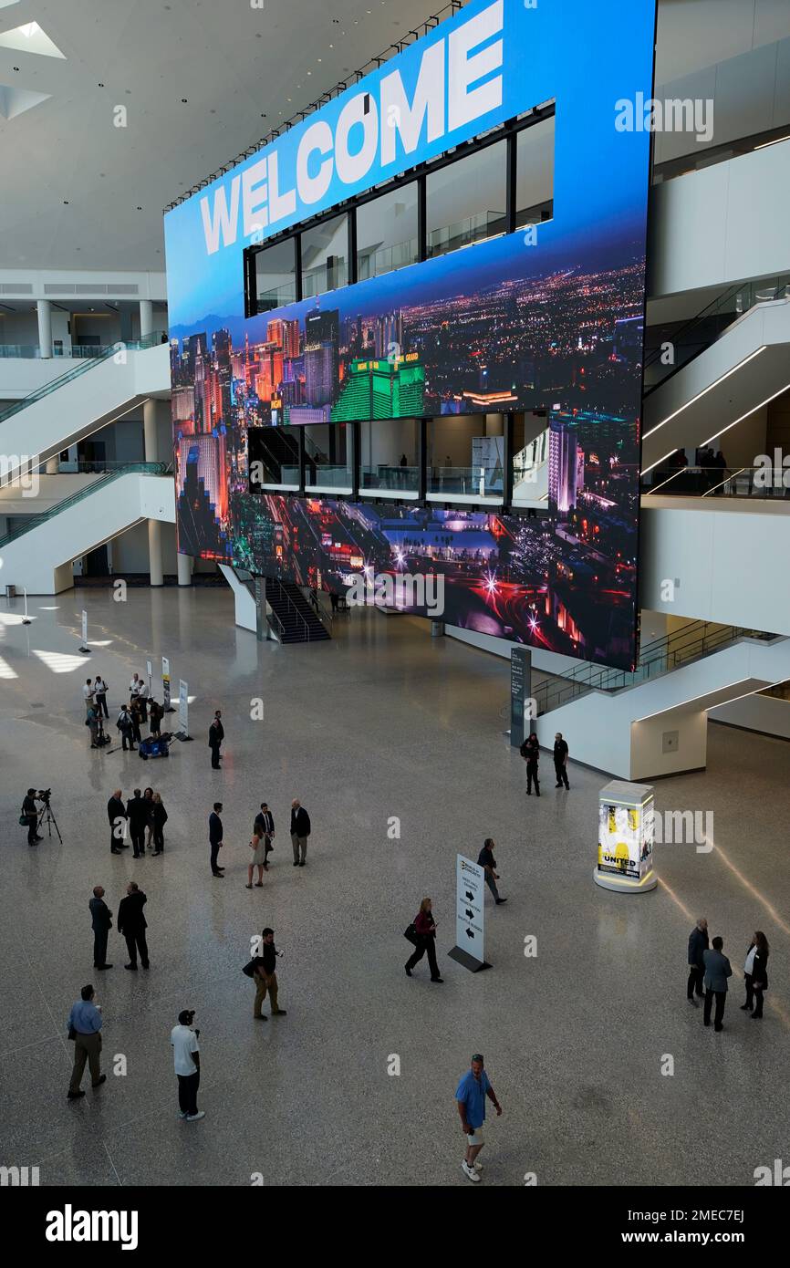 People walk through a new addition to the Las Vegas Convention Center ...