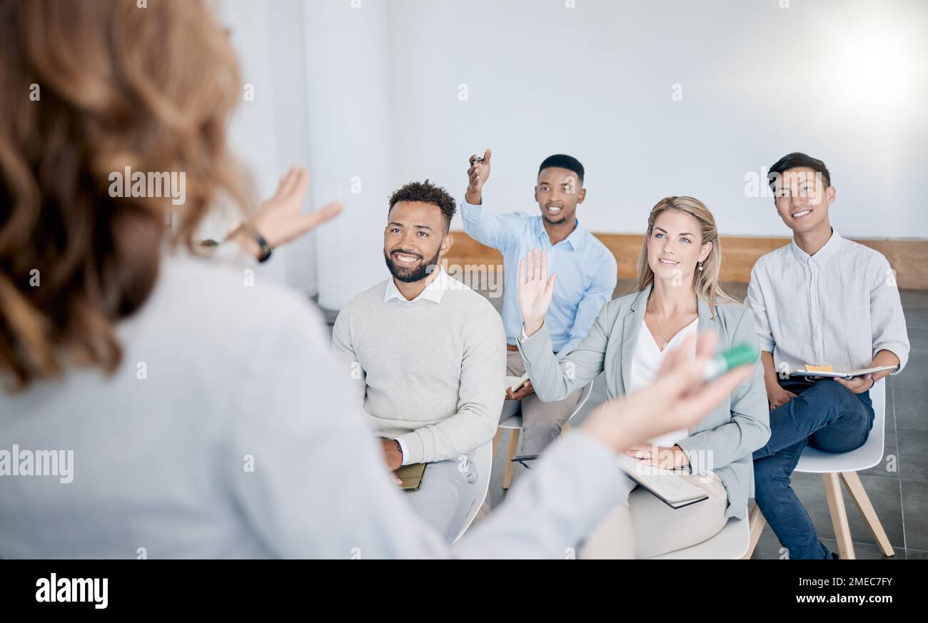 Female ceo talking business team hi-res stock photography and images ...