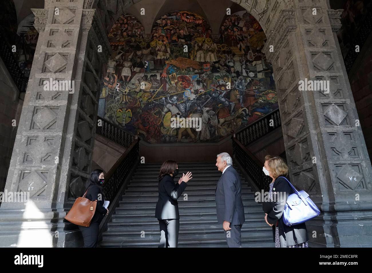Vice President Kamala Harris speaks with Mexican President Andres ...