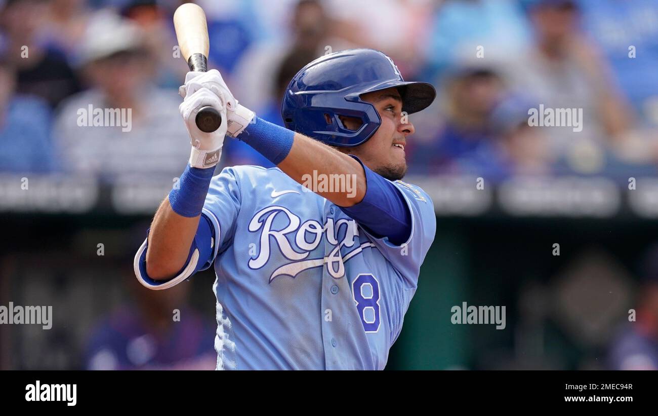 Kansas City Royals' Nicky Lopez bats during the eighth inning of a ...
