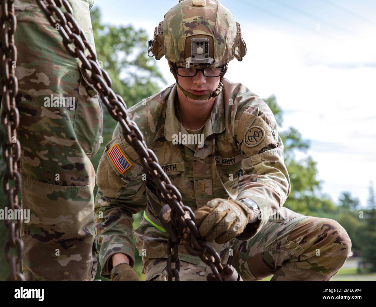 U.S. Army 2nd Lt. Treyton Alsworth, an infantry officer with the 2nd Battalion, 108th Infantry ...