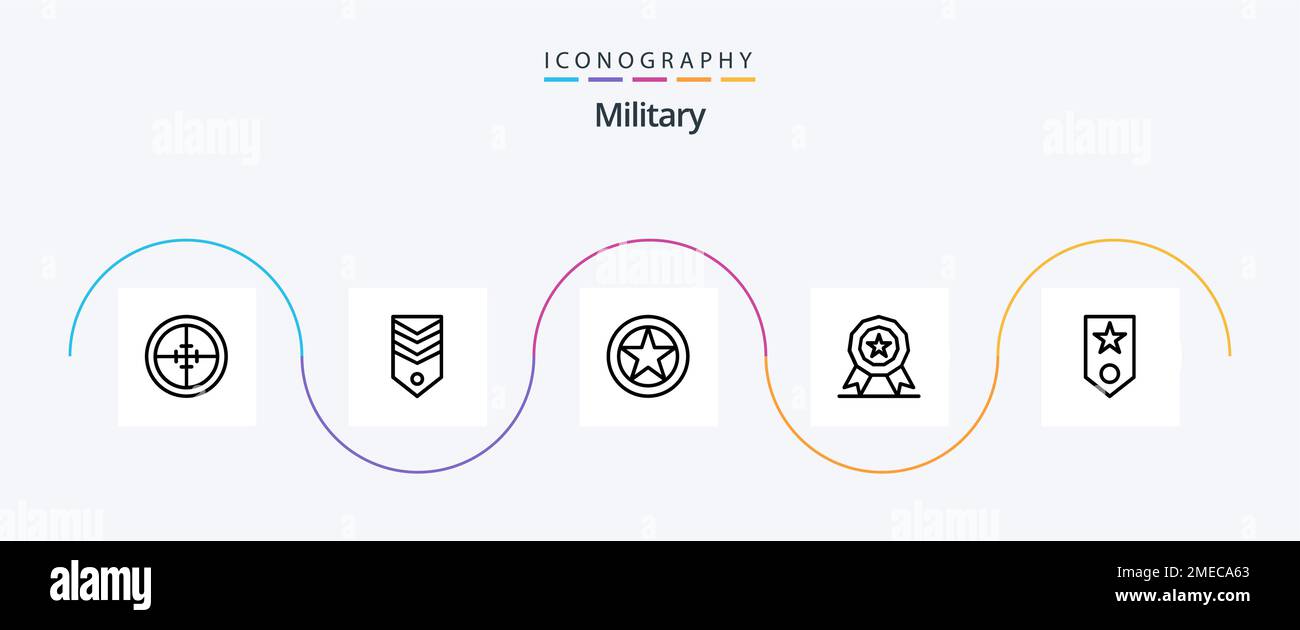 Military Line 5 Icon Pack Including reward. award. stripes. rank. medal ...