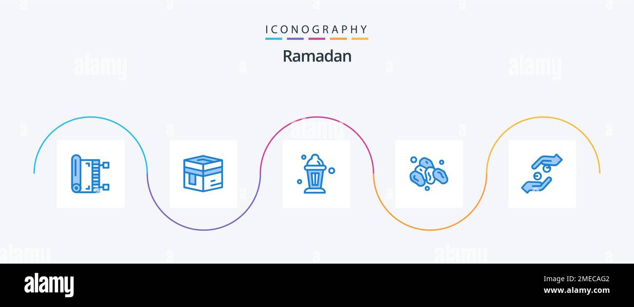 Ramadan Blue 5 Icon Pack Including care. fruit. mecca. ramadan. lamp ...