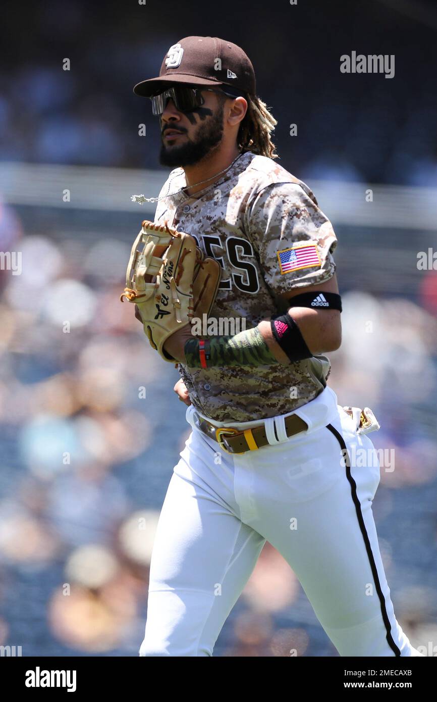 San Diego Padres shortstop Fernando Tatis Jr. runs off the field at the ...