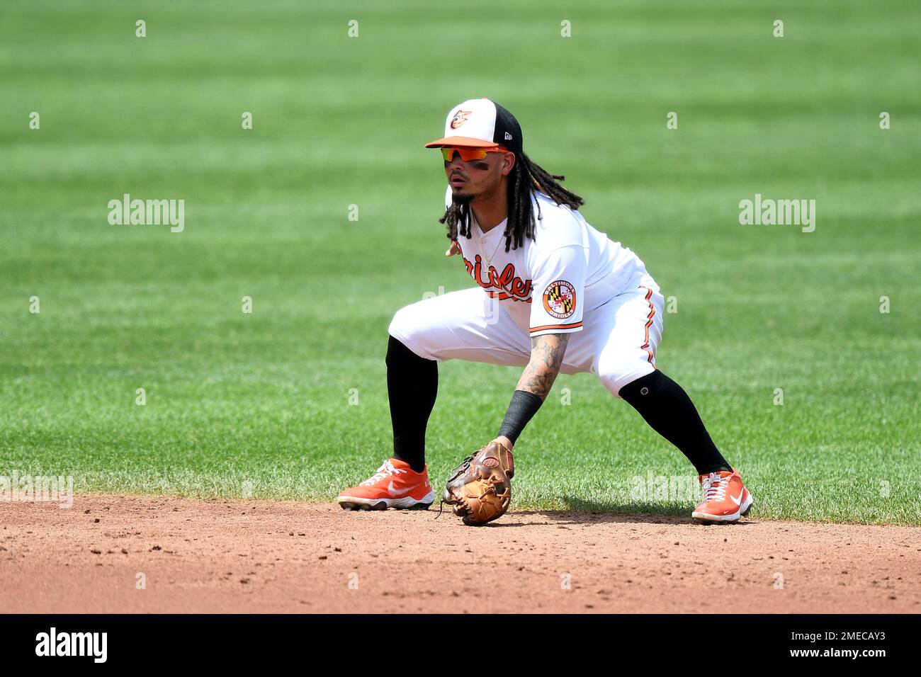 Baltimore Orioles' Freddy Galvis looks on during a baseball game ...