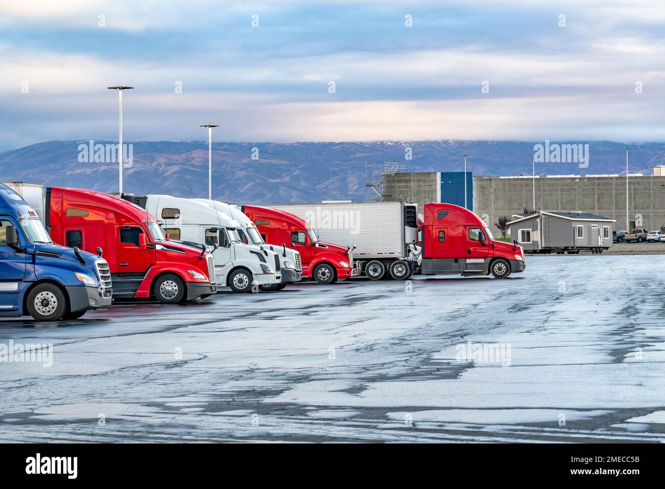 General logistic transportation big rigs semi trucks with semi trailers ...