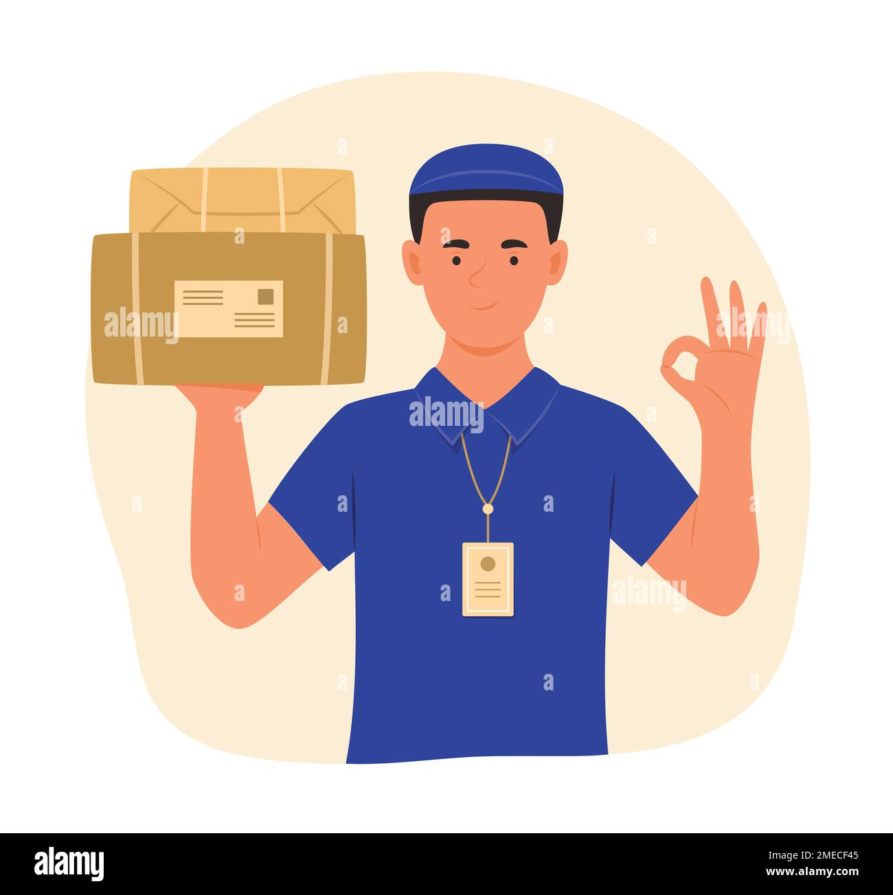 Delivery Man Holding the Parcel Boxes for Shipping Concept Illustration ...