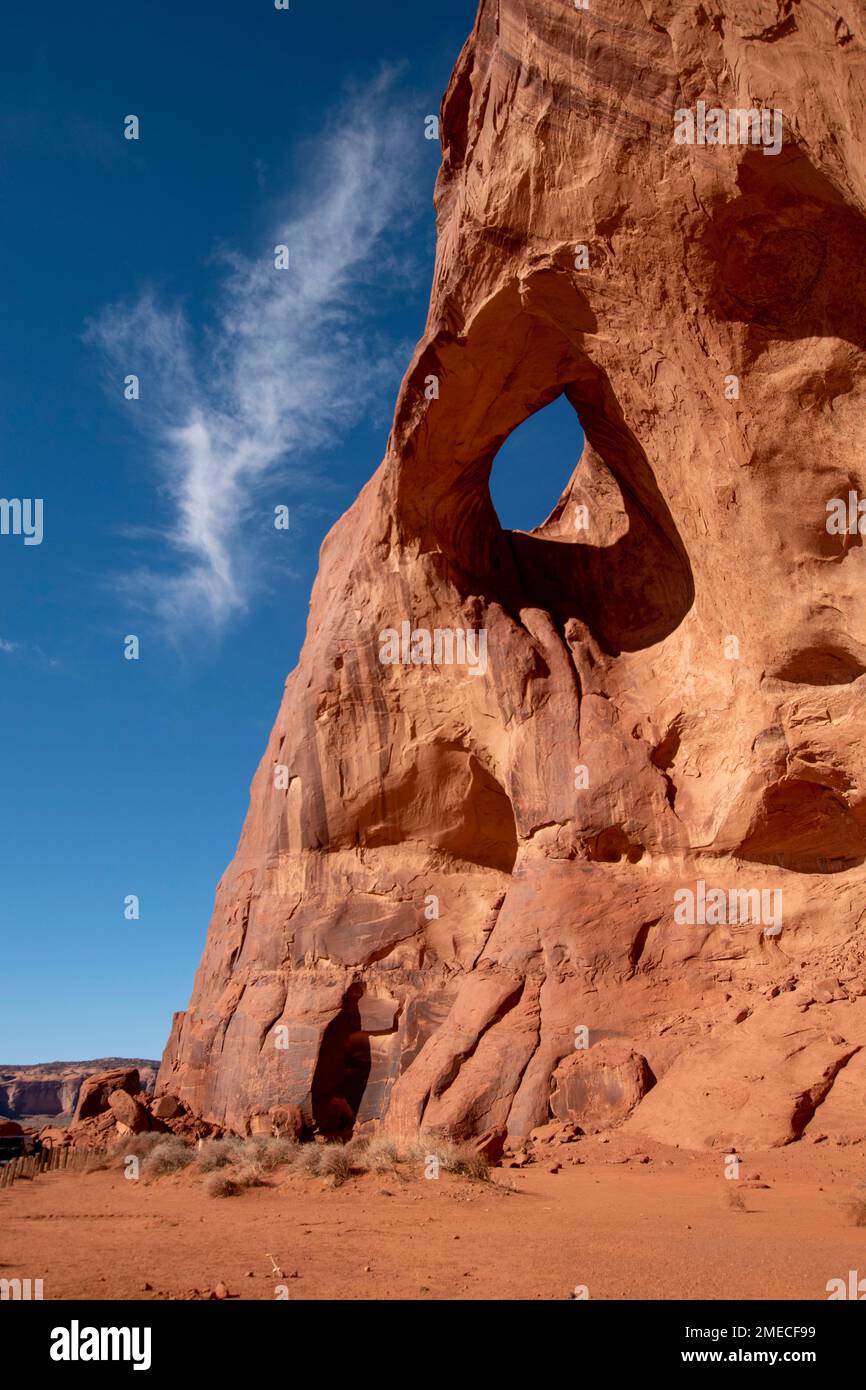 Sun's Eye is one of the natural stone arches in Monument Valley, AZ ...