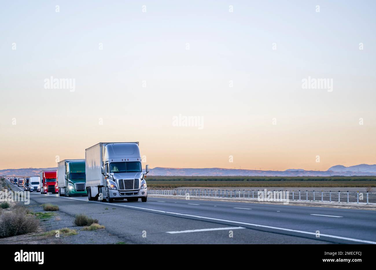 Industrial commercial big rigs long hauler semi trucks with semi ...