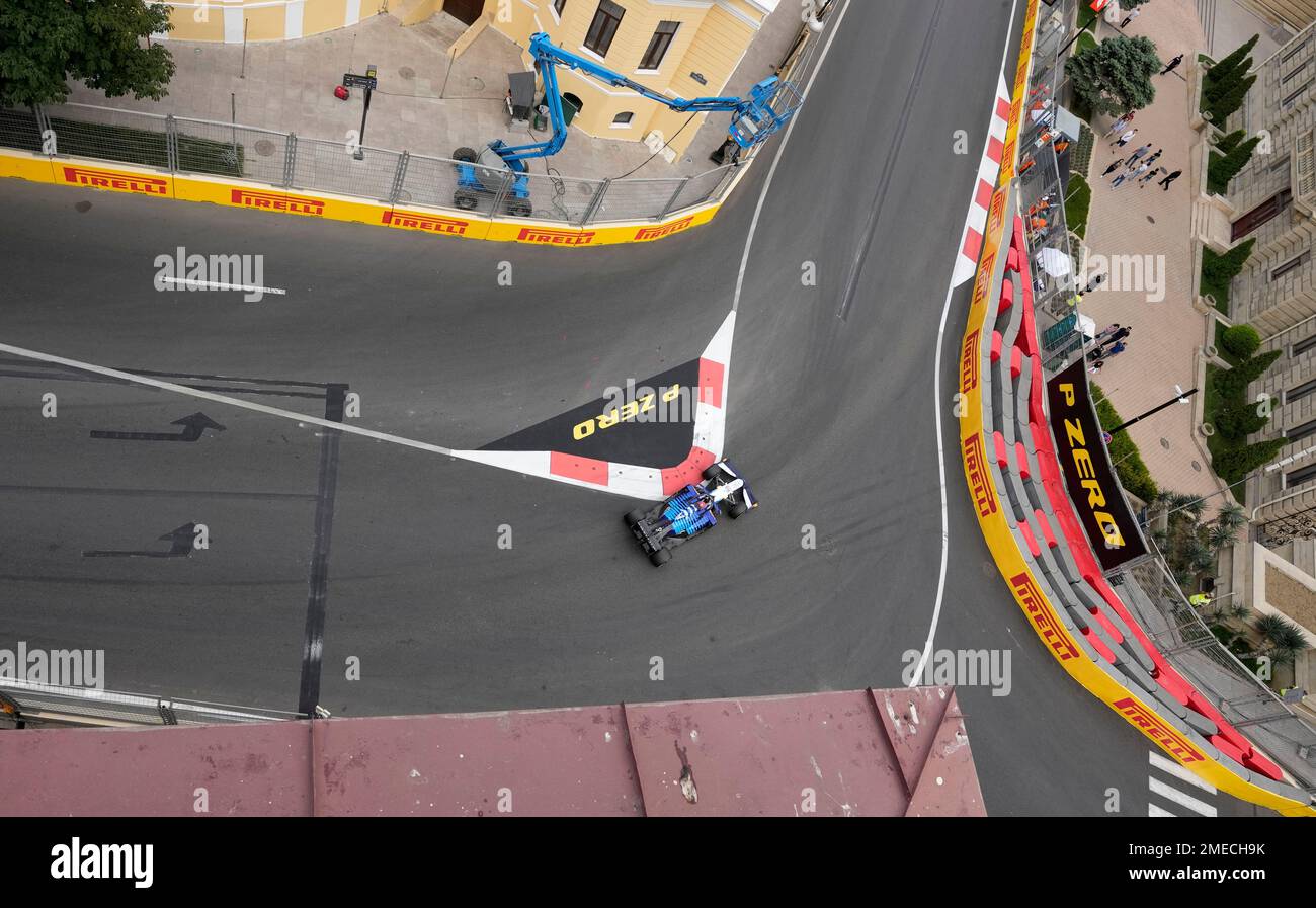 Williams driver George Russell of Britain steers his car during the ...