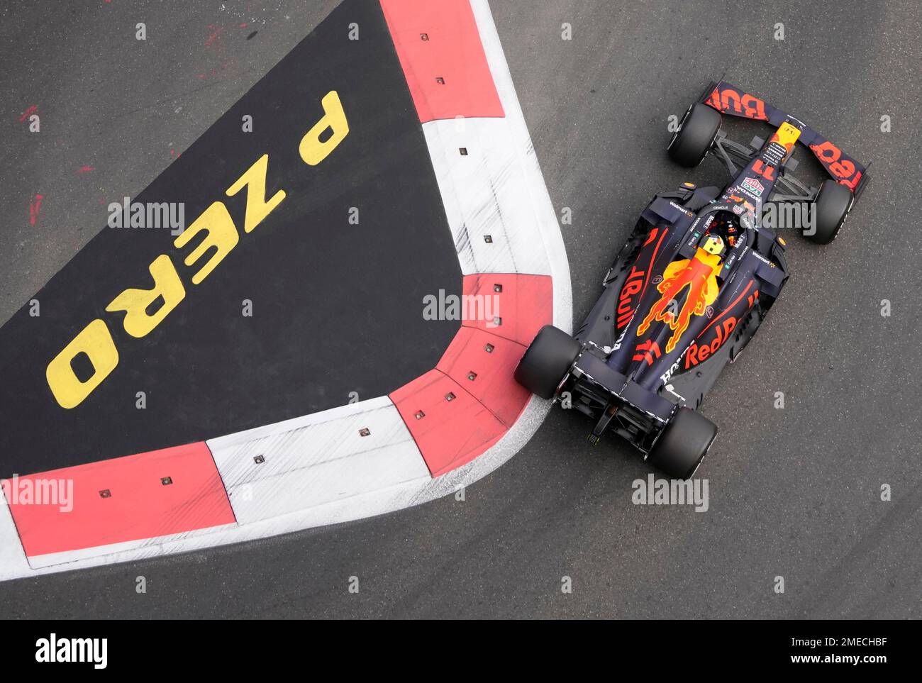 Red Bull driver Sergio Perez of Mexico steers his car during the Formula One Grand Prix at the ...