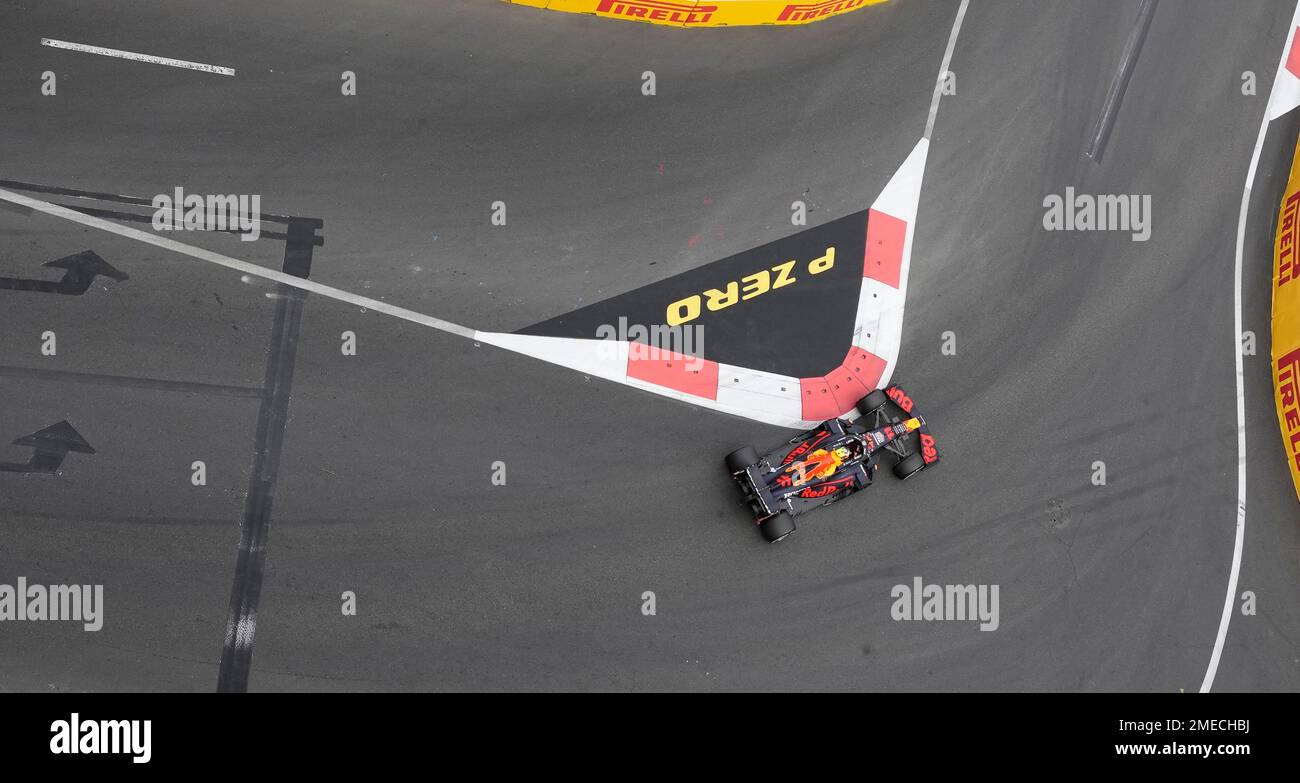 Red Bull driver Sergio Perez of Mexico steers his car during the Formula One Grand Prix at the ...