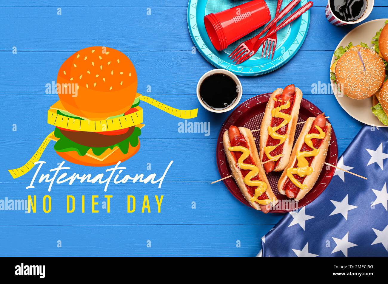Banner for International No Diet Day with traditional American food ...