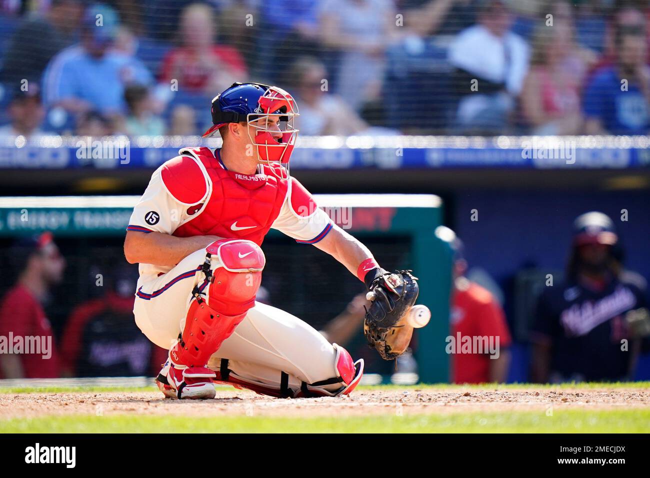 Philadelphia Phillies' J.T. Realmuto plays during a baseball game ...
