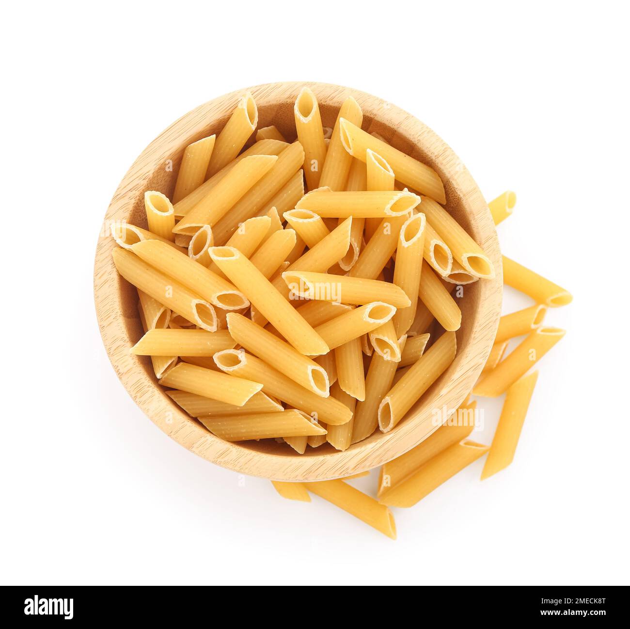 Plate of raw penne pasta isolated on white background Stock Photo - Alamy