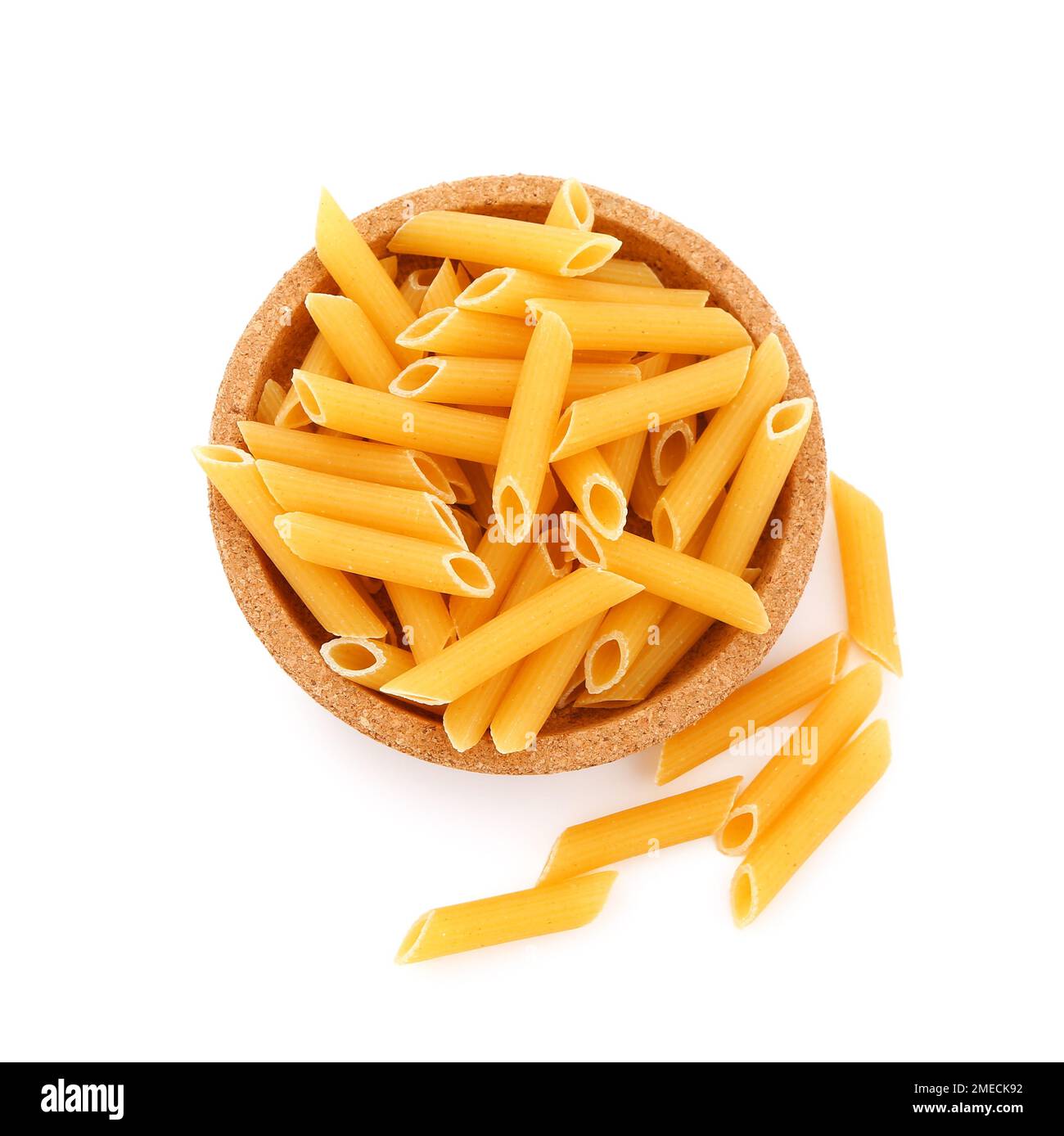 Plate of raw penne pasta isolated on white background Stock Photo - Alamy