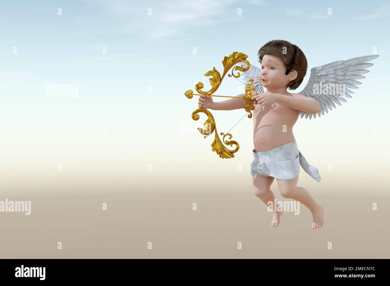 3D Illustration , 3d rendering . valentine guardian slogan with Flying ...