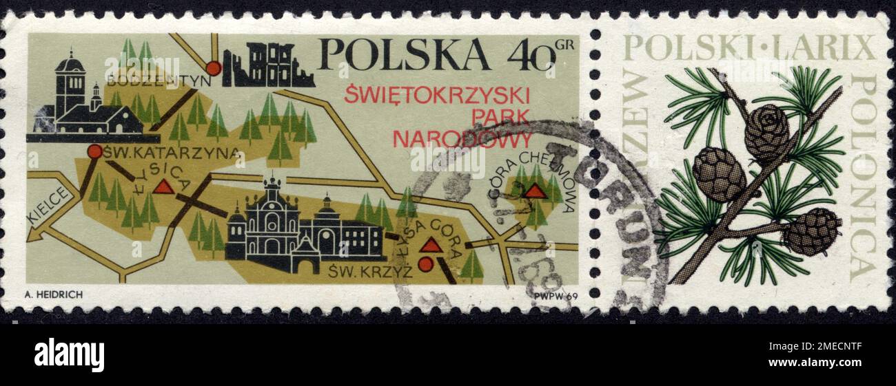 TIMBRE OBLITÉRÉ POLSKA. SWIETOKRZYSKI PARK NARODOWY. POLSKI LARIX ...