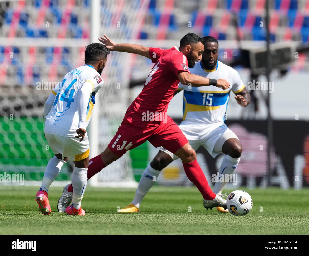 Lebanon's Nader Matar dribbles the ball against Sri Lanka during their ...