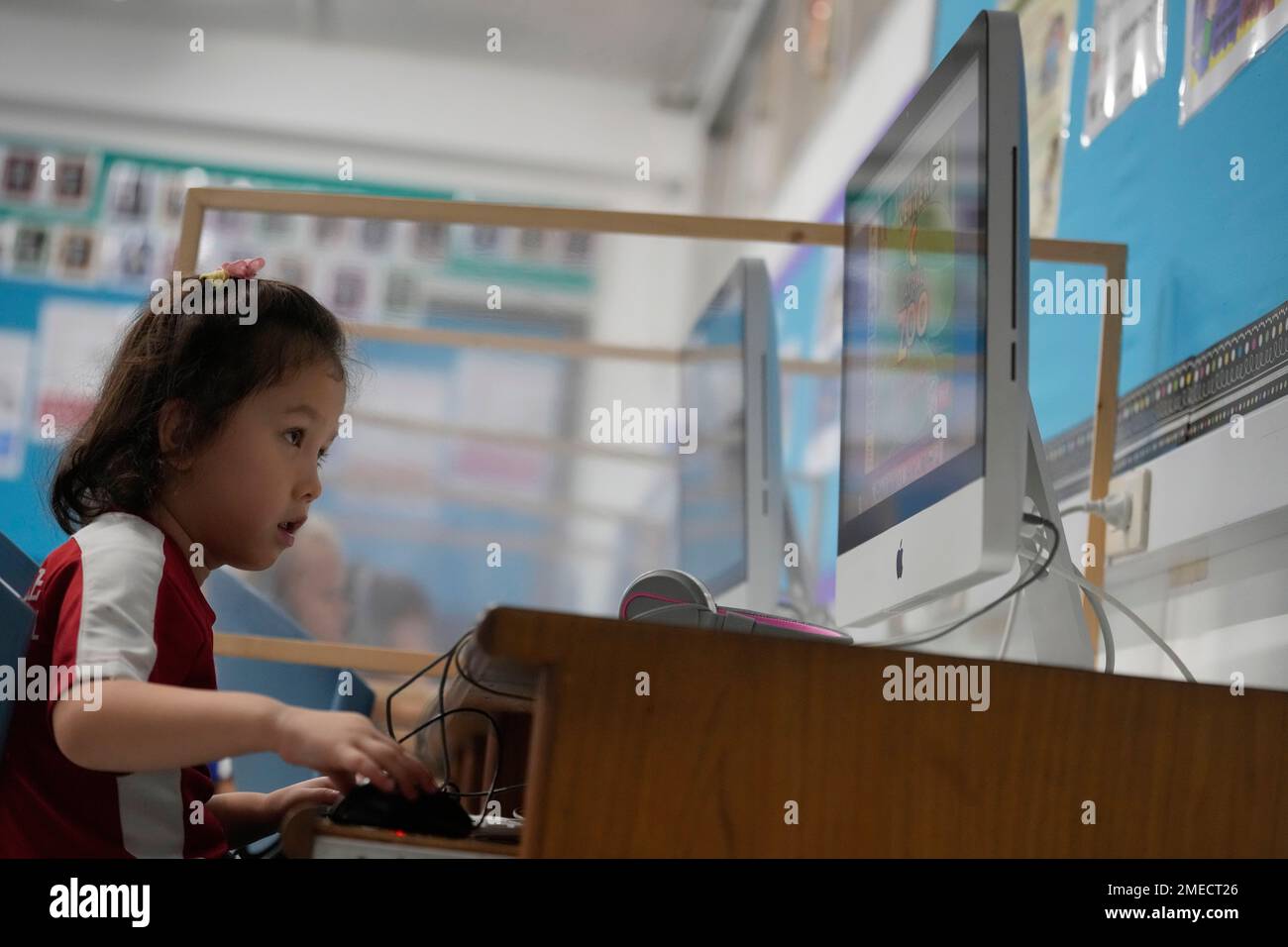Rylae-Ann Poulin attend computer class at Ruamrudee International school in Bangkok, Thailand ...
