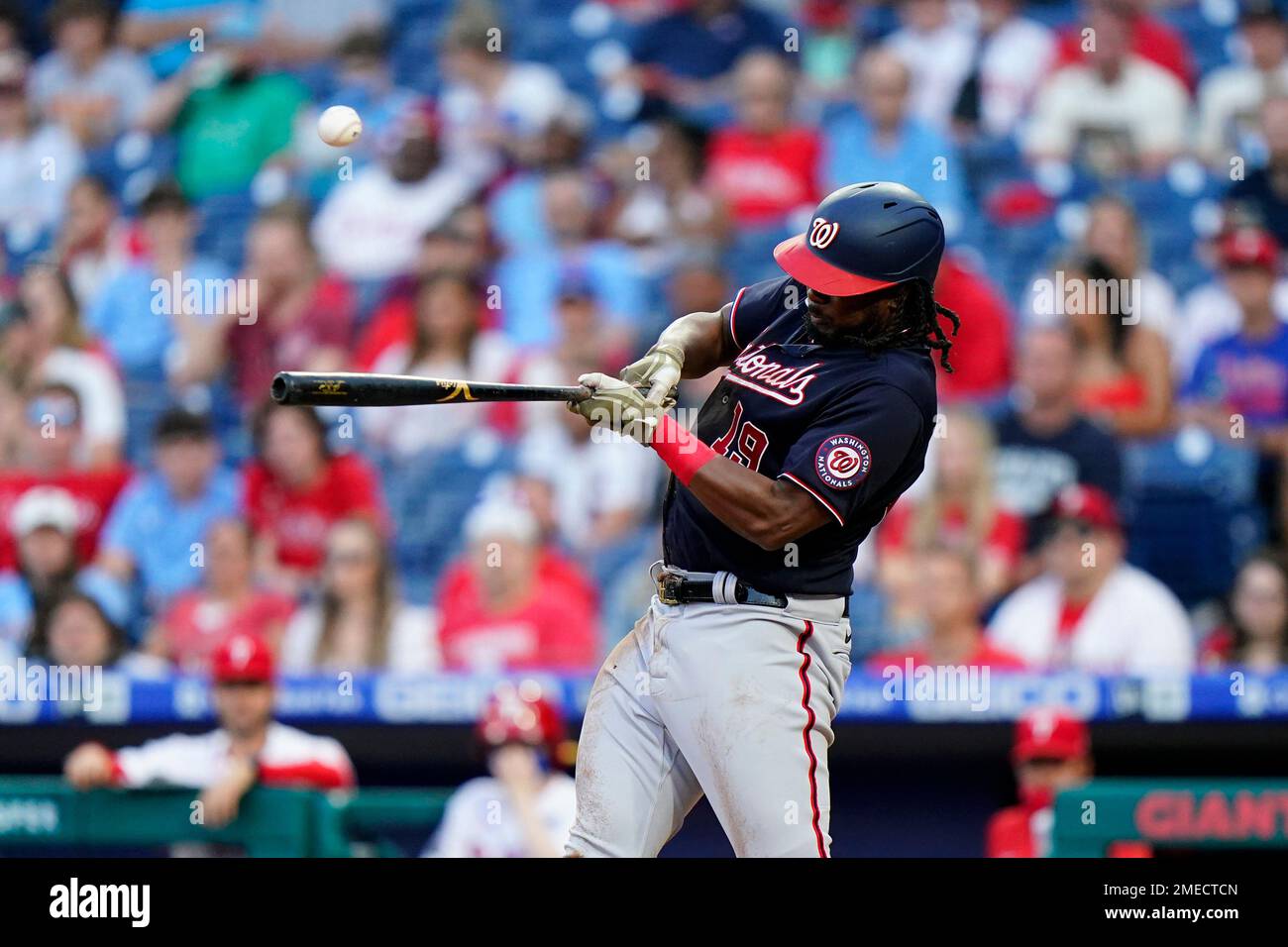 Washington Nationals' Josh Bell hits an RBI-double off Philadelphia ...