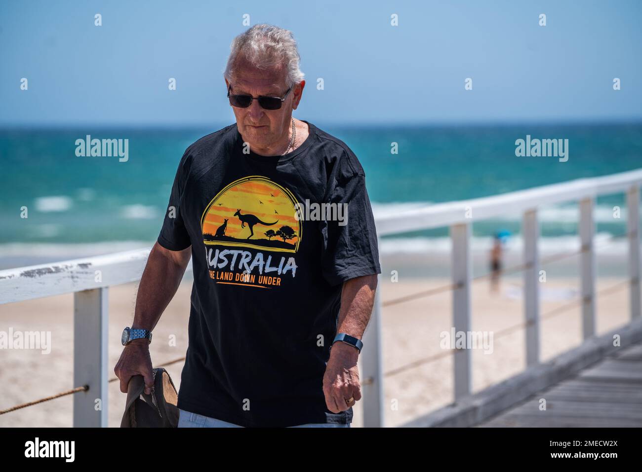 Adelaide, Australia. 24 January 2023 A man walking enjoying the ...