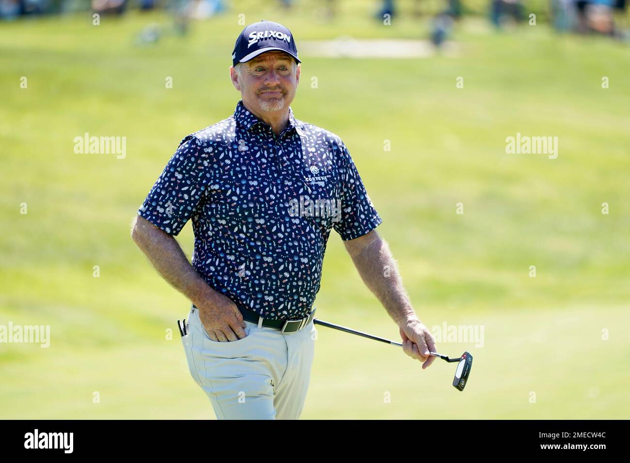 Rod Pampling reacts after missing a birdie putt on the ninth green ...