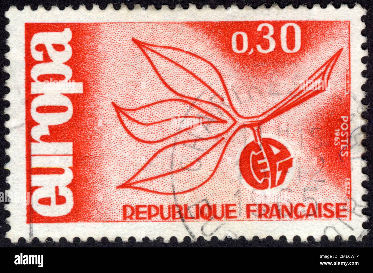 TIMBRE OBLITÉRÉ EUROPA. RÉPUBLIQUE FRANÇAISE. POSTES 1965. 0,30 Stock ...
