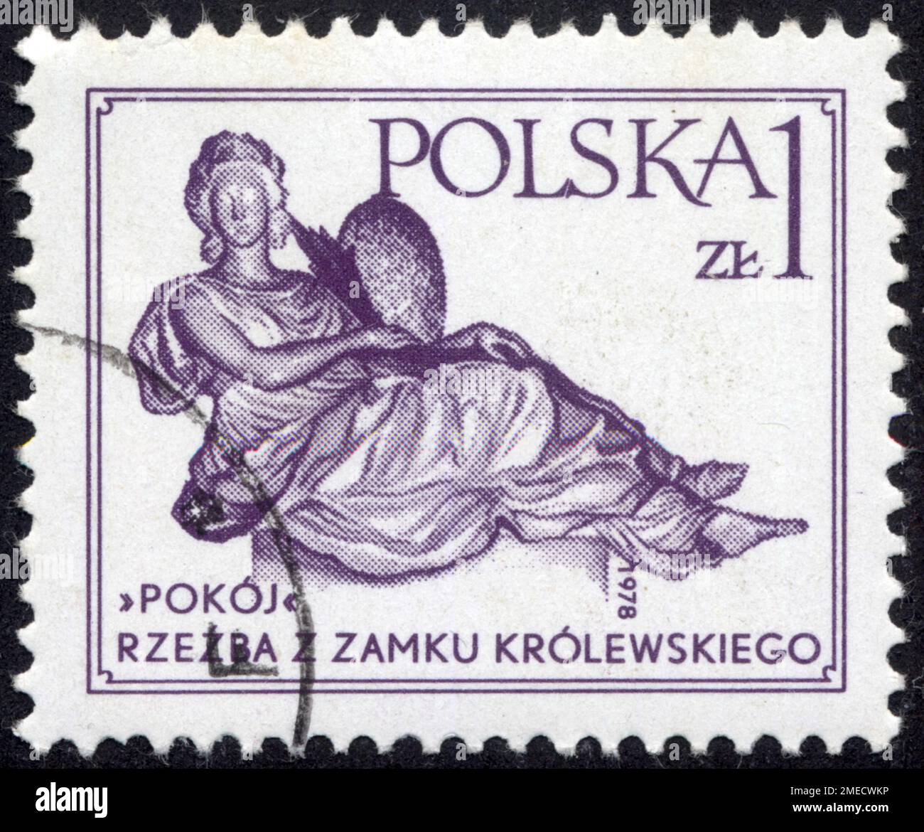 TIMBRE OBLITÉRÉ POLSKA. POKÓJ. RZEZBA Z ZAMKU KRÓLEWSKIEGO. 1978. 1 ZL Stock Photo - Alamy