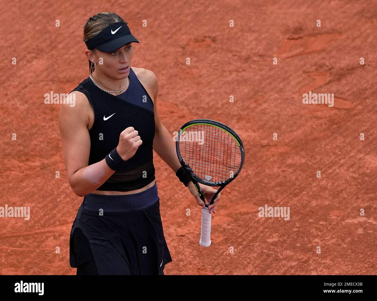Spain's Paula Badosa celebrates winning a point against Romania's Ana ...