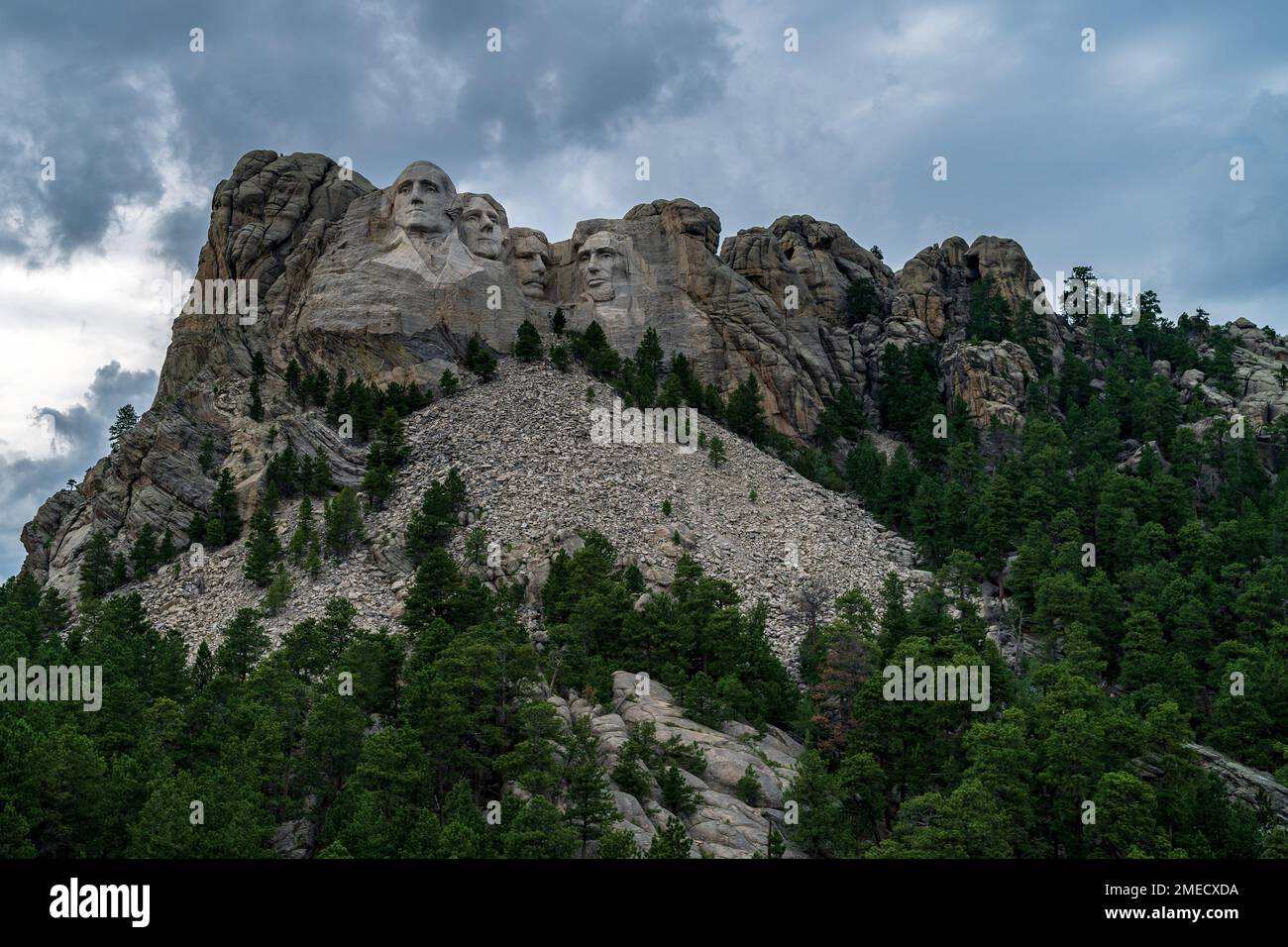 The famous Mount Rushmore in the Black Hills under cloudy sky, South ...