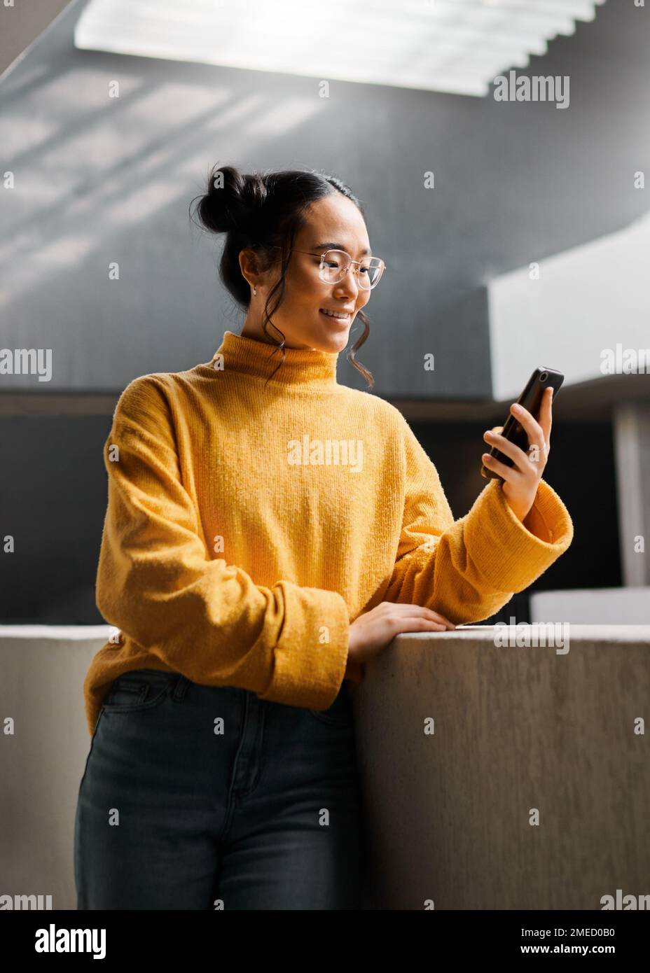 Woman, smartphone and video call with communication and technology ...