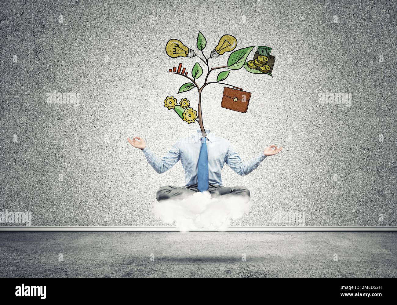 Headless businessman meditating Stock Photo - Alamy