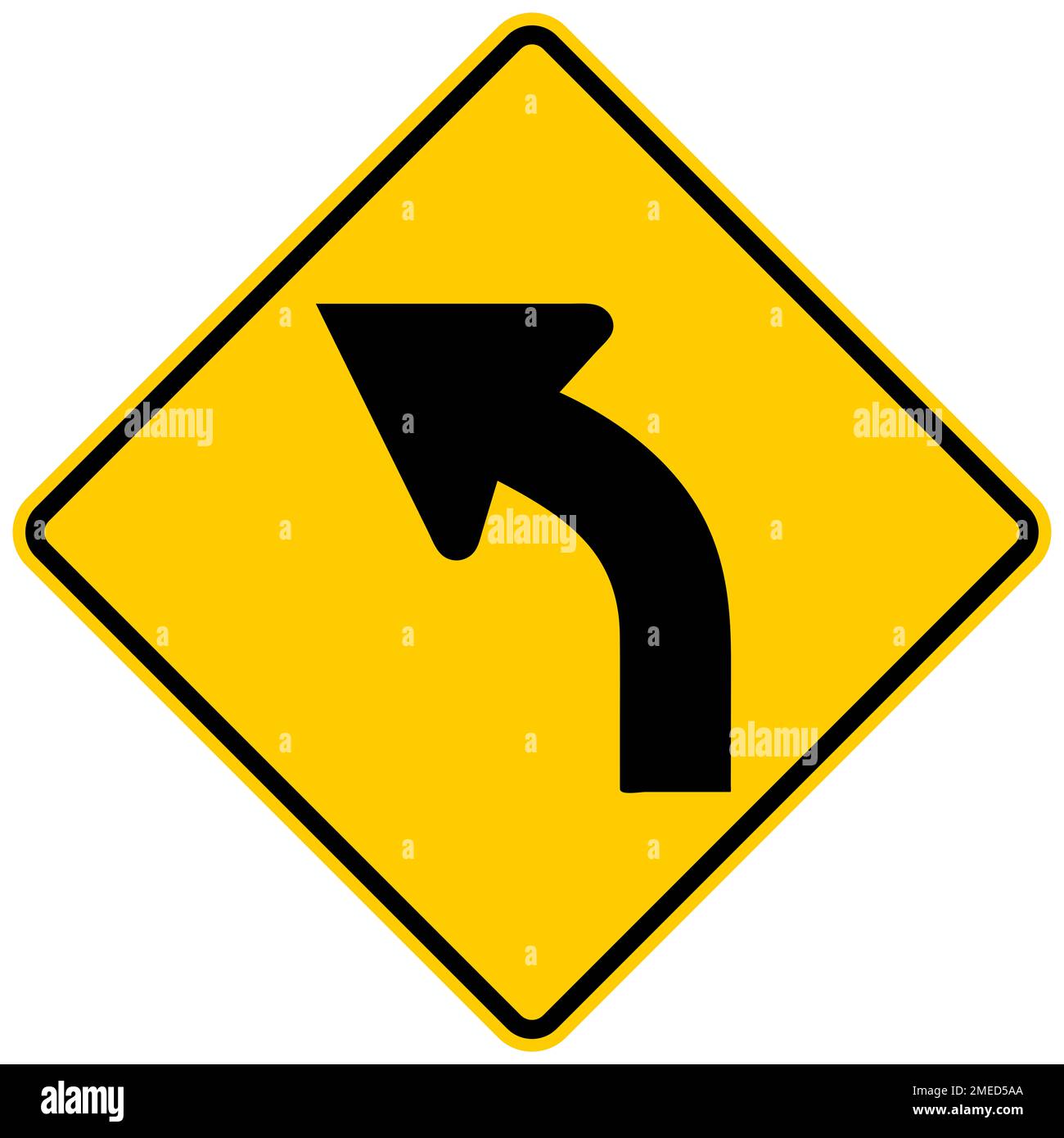Curve warning sign Stock Photo - Alamy