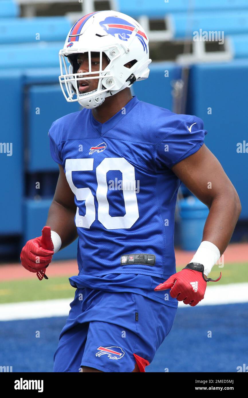 Buffalo Bills defensive lineman Greg Rousseau (50) during the NFL ...