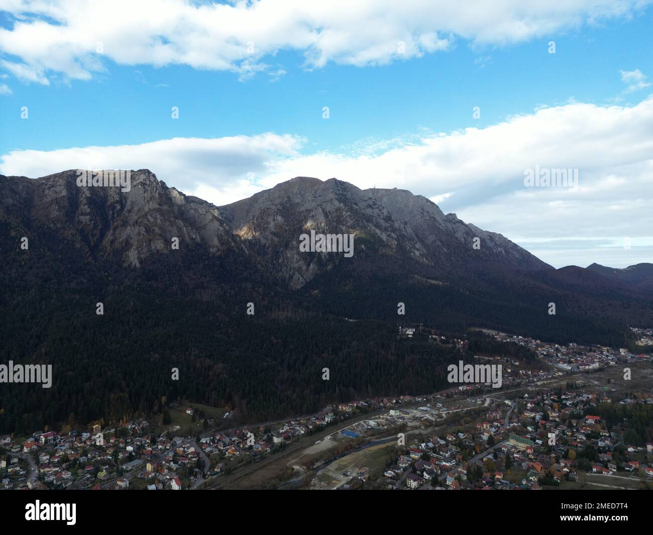 An aerial view of the cityscape of Busteni city, Prahova, Romania Stock ...