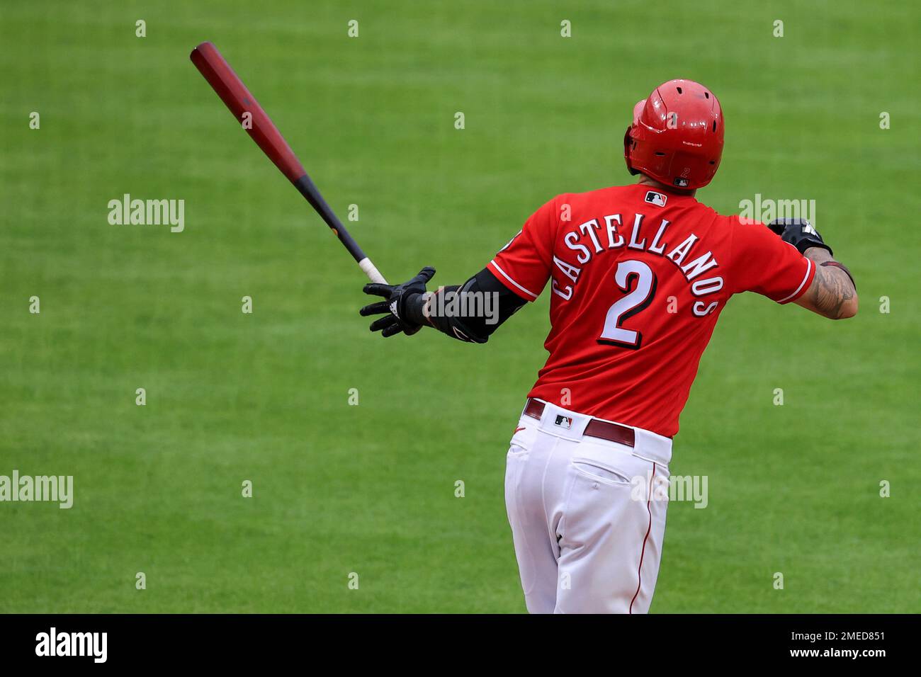 Cincinnati Reds' Nick Castellanos bats during a baseball game against ...