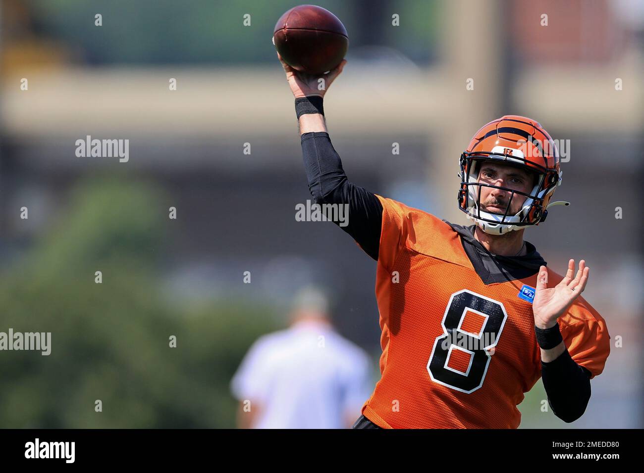 Cincinnati Bengals' quarterback Brandon Allen throws a pass during an ...